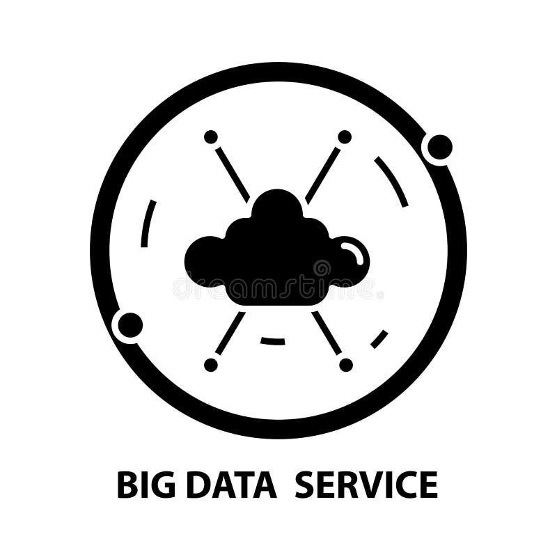 Big Data Service Icon, Black Vector Sign with Editable Strokes, Concept ...