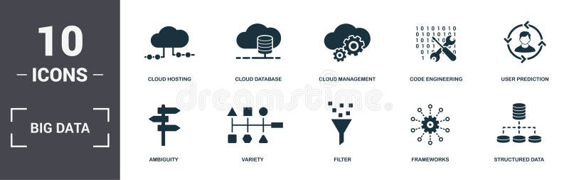 Big Data Set Icons Collection. Includes Simple Elements Such As Cloud ...