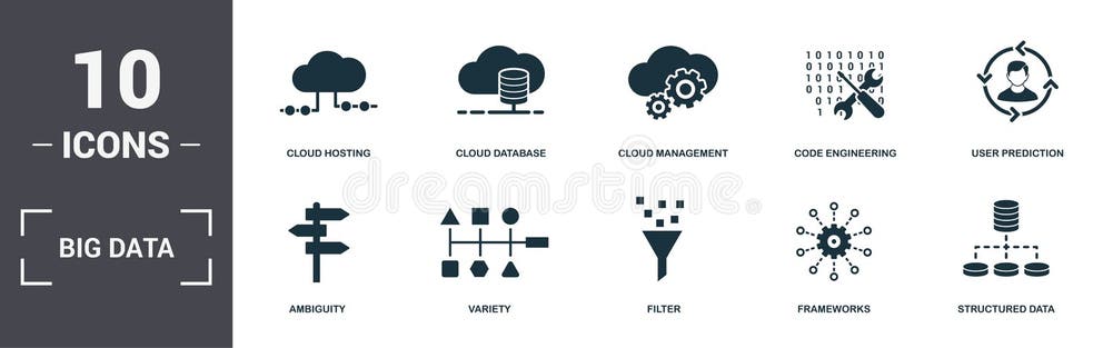 Big Data Set Icons Collection. Includes Simple Elements Such As Cloud ...