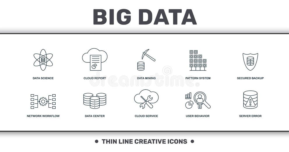 Big Data Set Icons Collection. Includes Simple Elements Such As Data ...