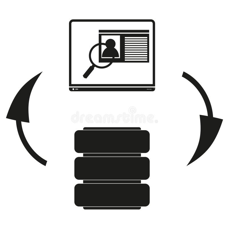 Big Data Site Search Vector Black Icon on White Background. Stock ...