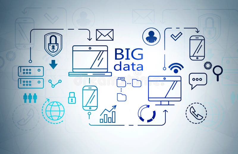 Big Data Sketch on Concrete Wall Stock Illustration - Illustration of ...