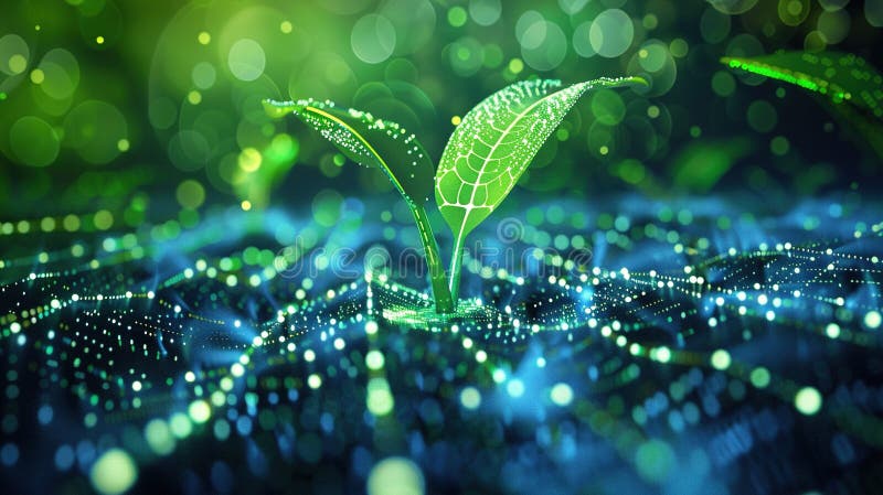 Big Data. Smart Farming and Agriculture Innovation. a Young Corn Sprout ...