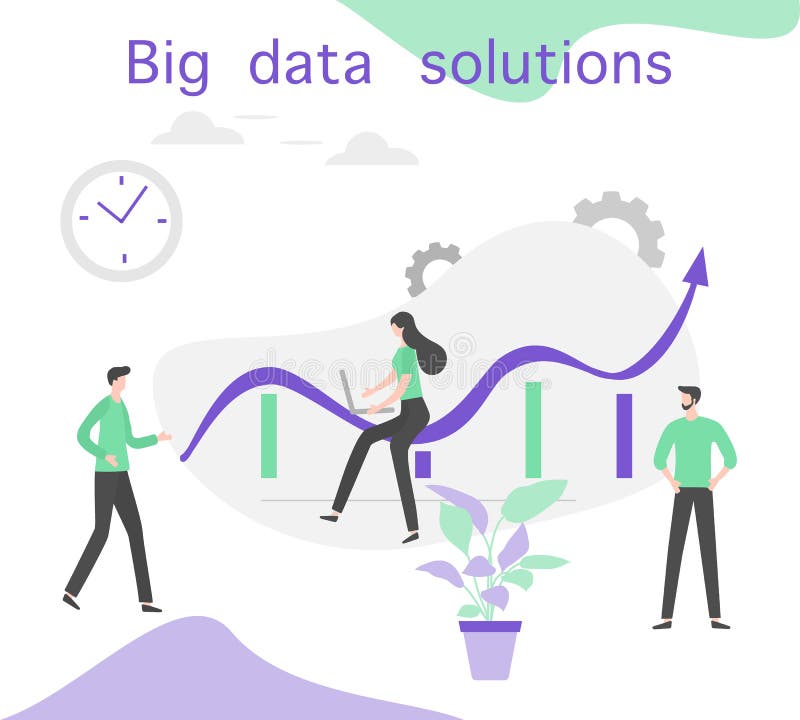 Big Data Solution Financial Increase Growth People Stock Vector ...