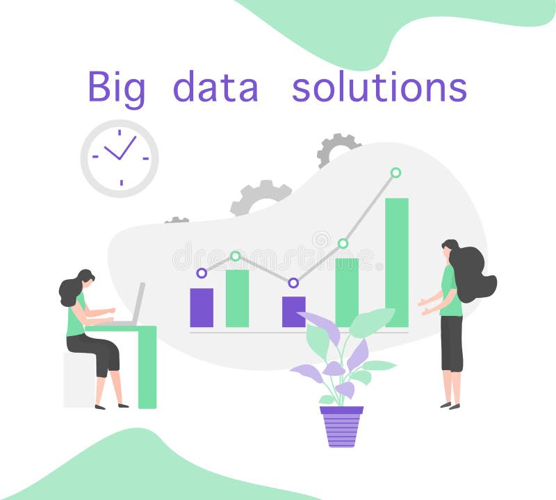 Big Data Solution Financial Increase Growth People Stock Vector ...