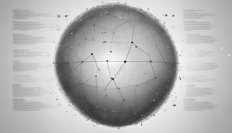 Big Data Sphere Visualization with Text. HUD Wireframe Mesh Sphere with ...