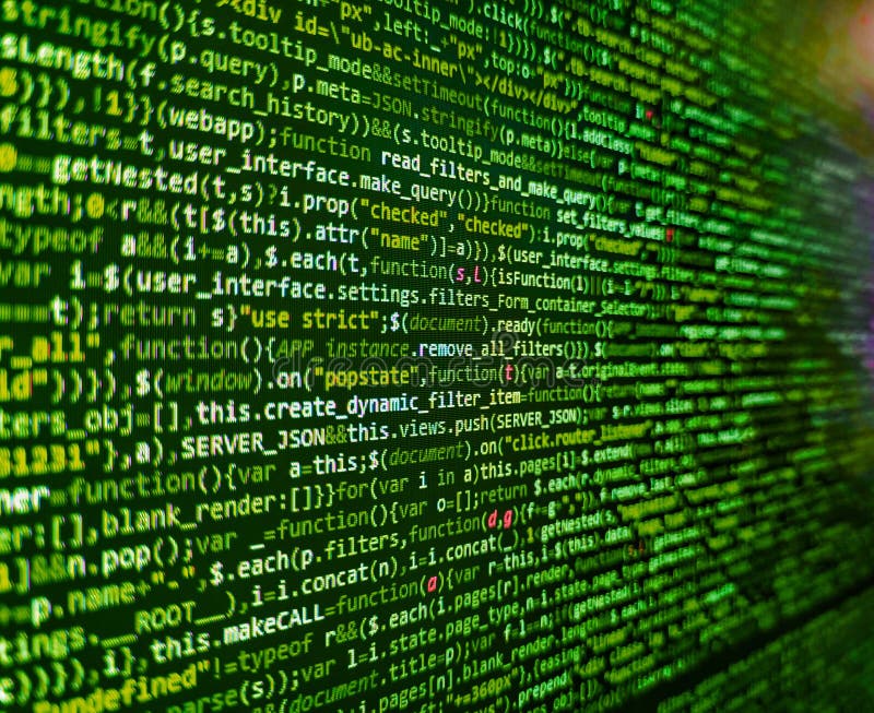 Big Data Storage And Cloud Computing Representation Screen Of Web Developing Code On Dark