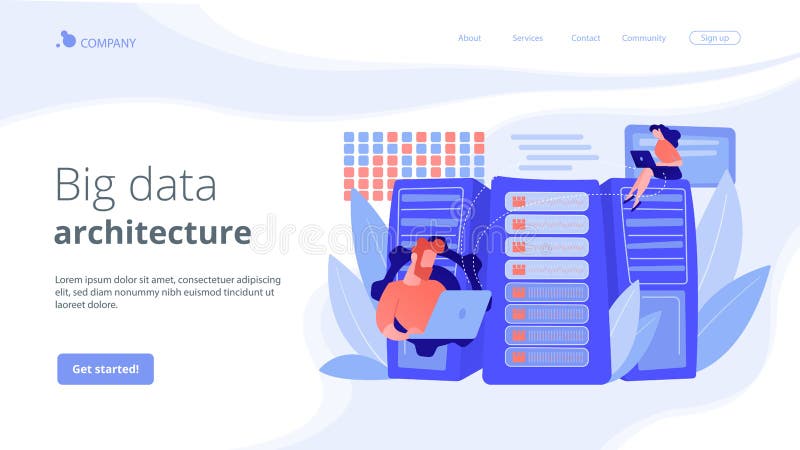 Big Data Storage Concept Landing Page. Stock Vector - Illustration of ...