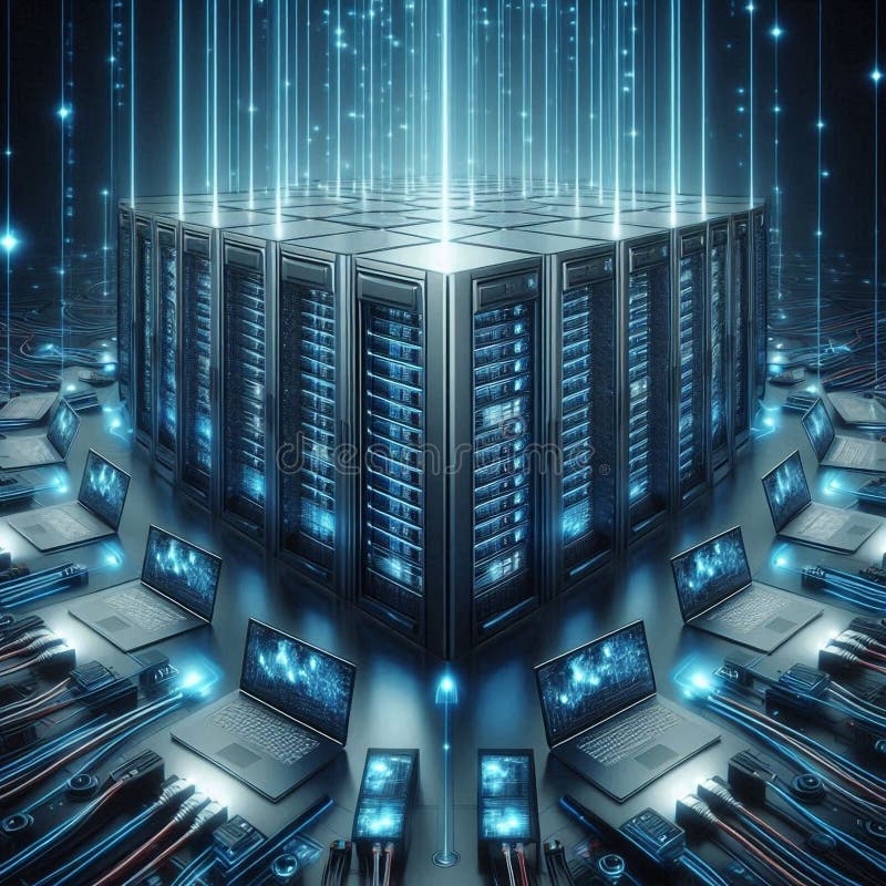 Big Data Storage Rack and Laptop Around Big Data Rack Stock Image ...