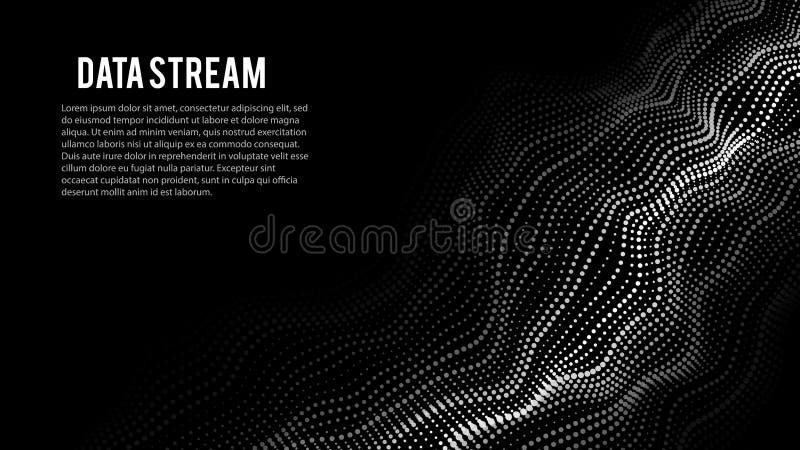 Big Data Stream. Abstract Wave with Moving Dots. Flow of Particles ...
