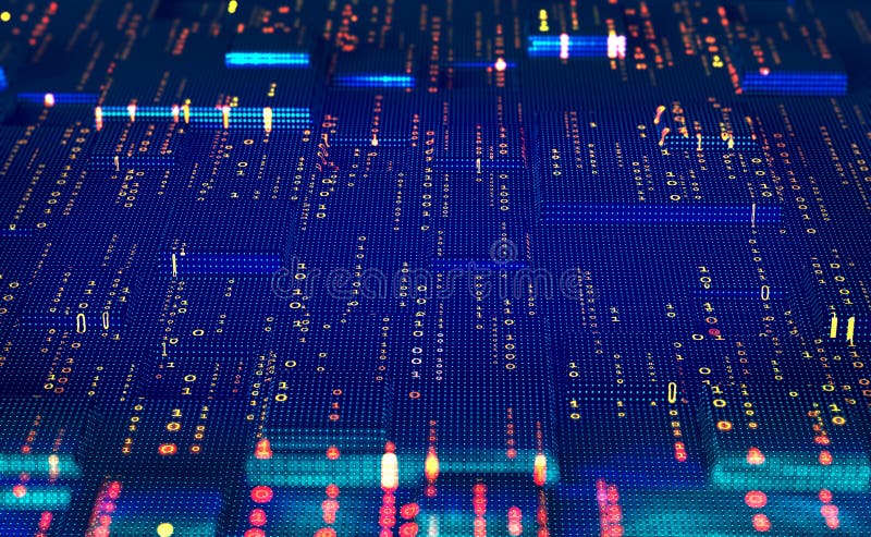 Stream Of Binary Code On Screen Abstract Vector Stock Vector