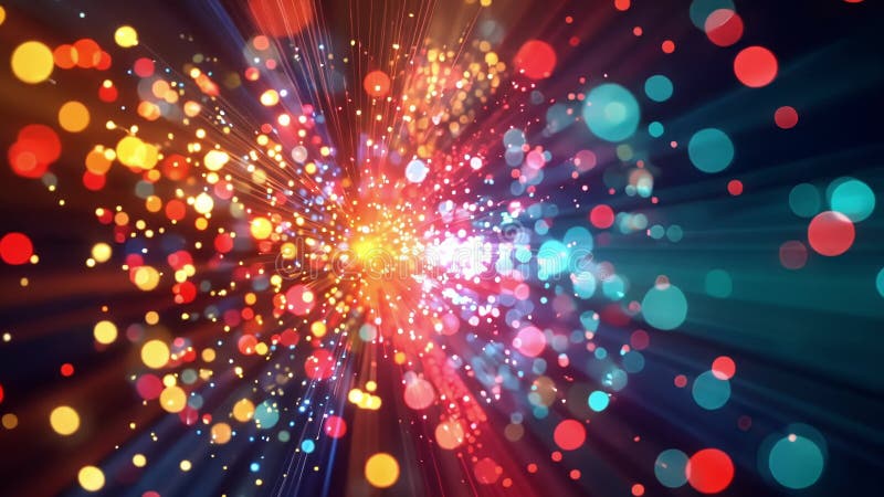 Big Data Stream Exploding in Colorful Particles and Light Rays Stock ...