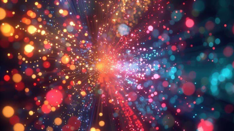 Abstract Data Visualization Colorful Light Rays Particles Stock Photos ...
