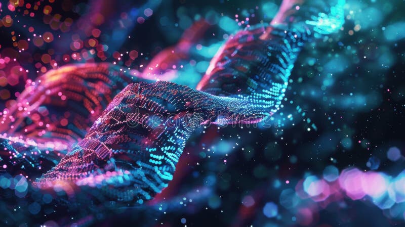 Big Data Stream Flowing with Futuristic Lights and Particles Stock ...