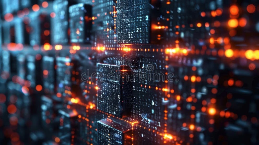 Big Data Stream Flowing through Futuristic Server Room Visualization ...