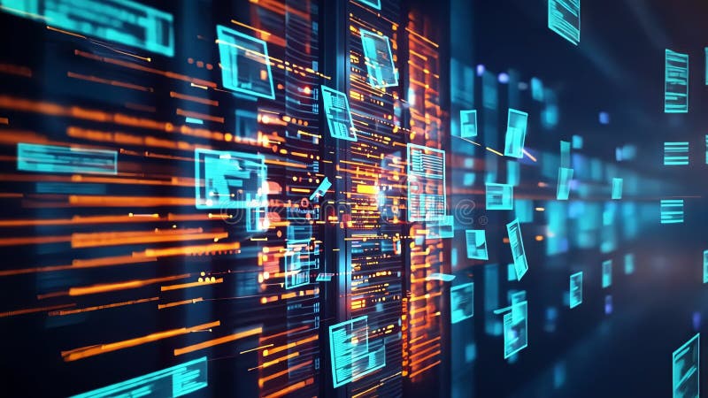 Big Data Stream Flowing through Futuristic Server Room Visualization ... Big Data Stream Flowing through Futuristic Server Room Visualization ...