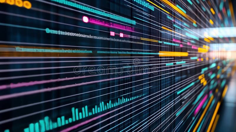 Big Data Stream Flowing on Server Room Wall Stock Video - Video of ...