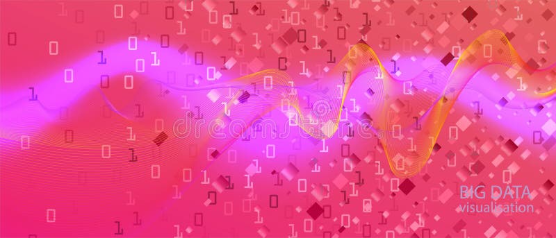 Big Data Stream Vector Equalizer. Purple Pink Blue Background. Matrix ...