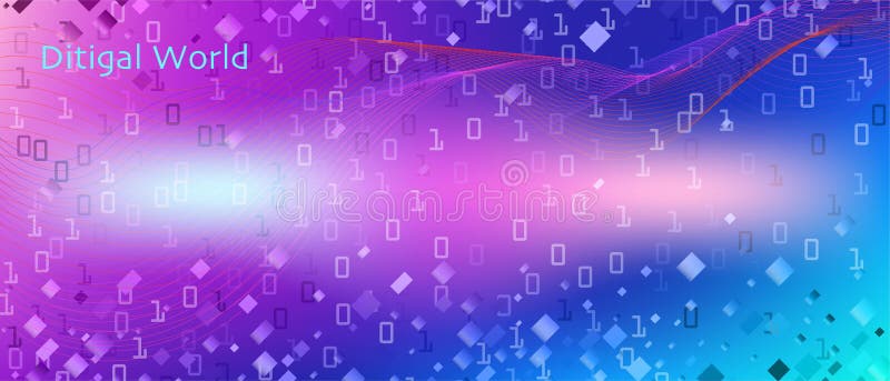 Big Data Stream Vector Landing Page. Computing Funky Music Design. Pink ...