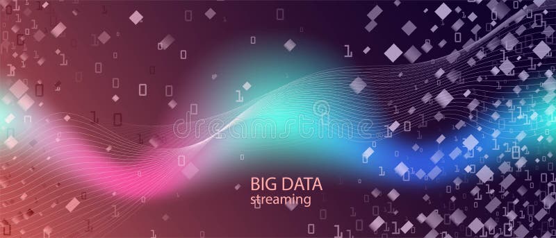 Big Data Stream Vector Landing Page. Tech Neon Grunge Minimal Layout ...