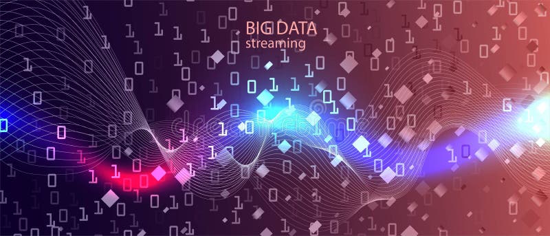 Big Data Stream Vector Presentation. Cyber Equalizer Slide. Blue Purple ...
