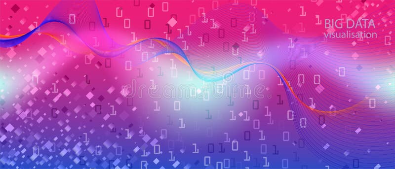 Big Data Stream Vector Presentation. Purple Pink Blue Background ...