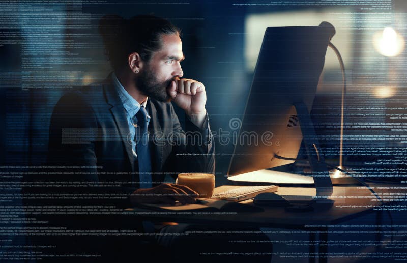 Big Data Tech Coding Of A Fintech Programmer Writing Futuristic