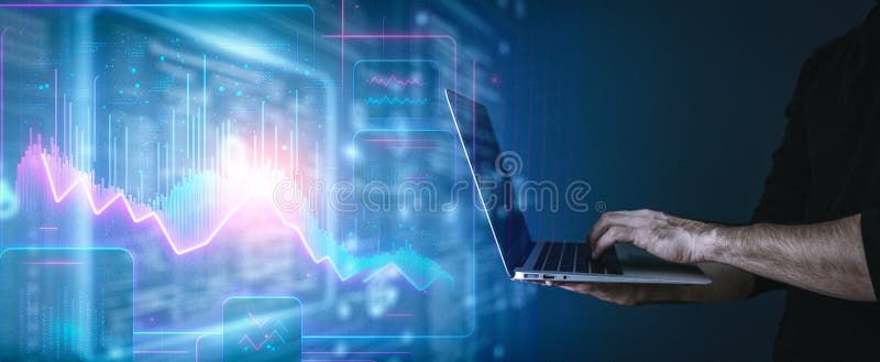 Big Data Technology Background. Using a Laptop Against the Background ...