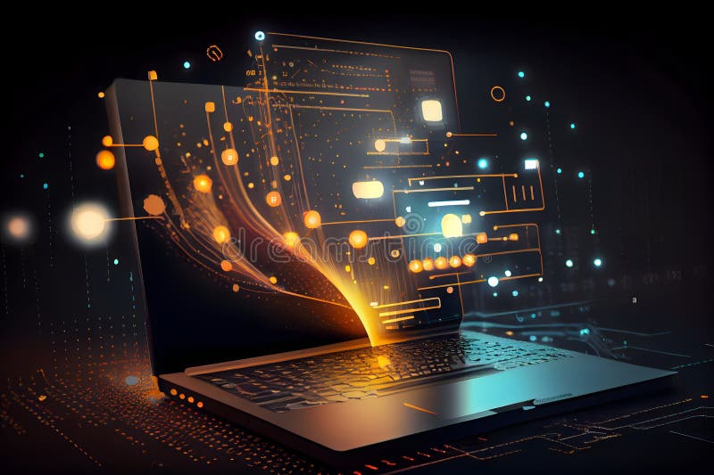 Big Data Technology Background. Using a Laptop Against the Background ...