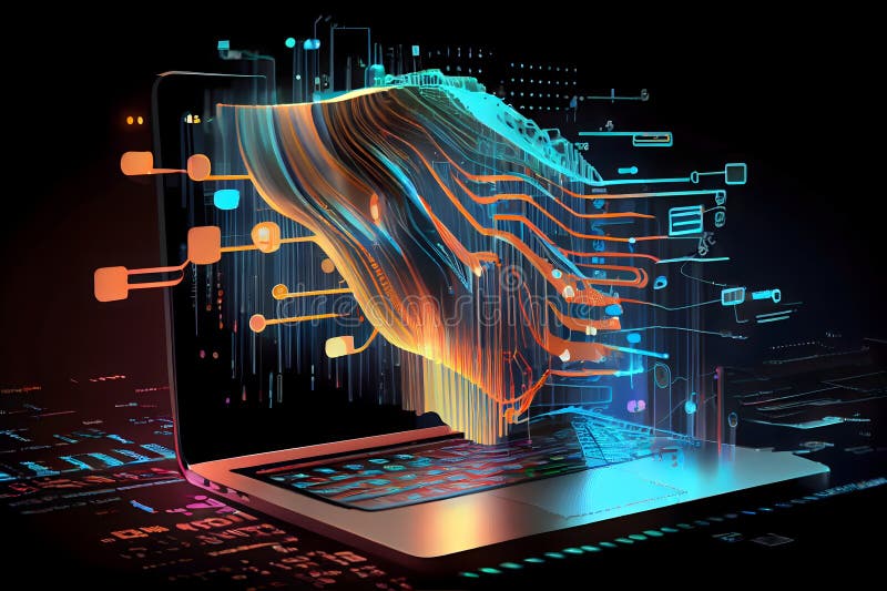 Big Data Technology Background. Using a Laptop Against the Background ...