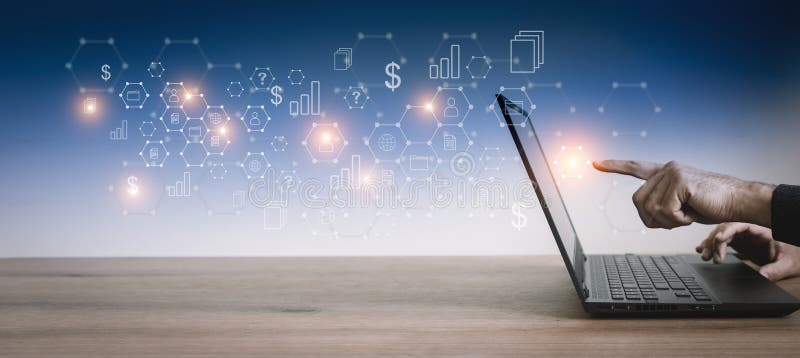 Big Data Technology Background. Using a Laptop Against the Background ...