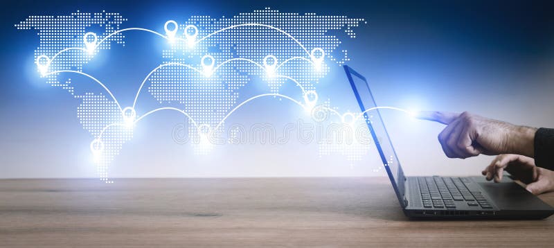 Big Data Technology Background. Using a Laptop Against the Background ...