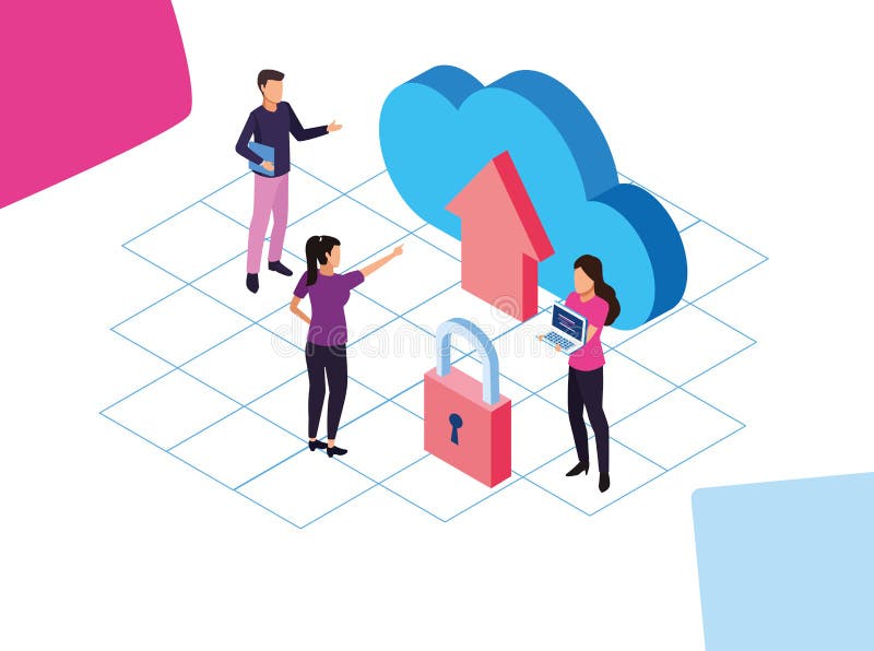 Big Data Technology with Cloud Computing and People Stock Vector - Illustration of business ...