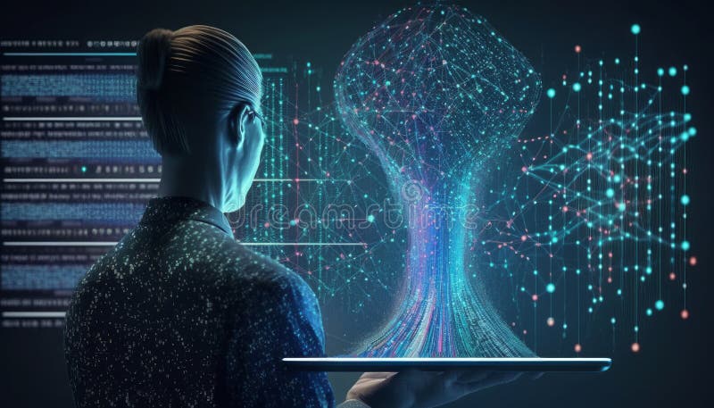 Big Data Technology and Data Science Illustration. Data Flow Concept ...