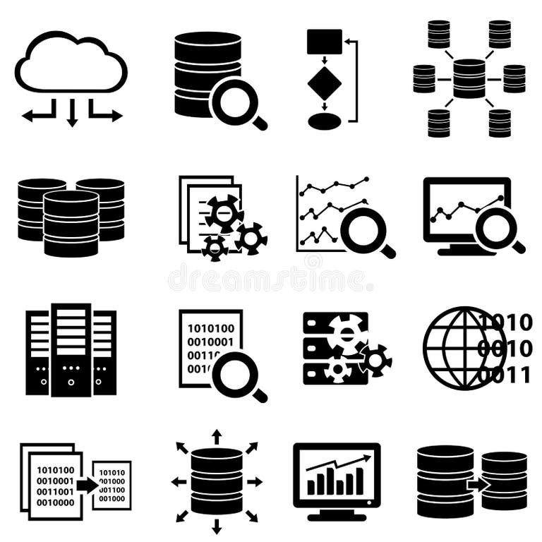 Big Data and Technology Icons Stock Vector - Illustration of black ...
