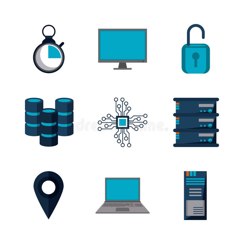 Big data technology icons stock vector. Illustration of computing ...