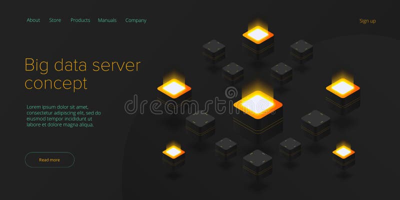 Big Data Technology in Isometric Vector Illustration. Information ...
