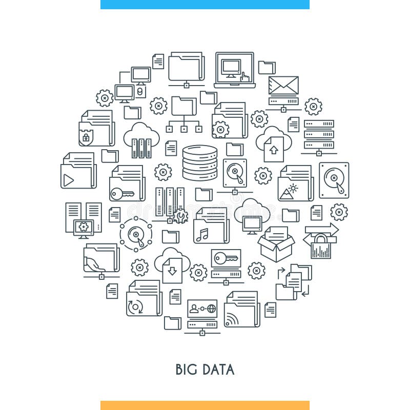 Big Data Technology Line Concept Stock Illustration - Illustration of ...
