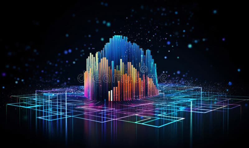 Big Data Technology and Data Science Illustration. Data Flow Concept ...