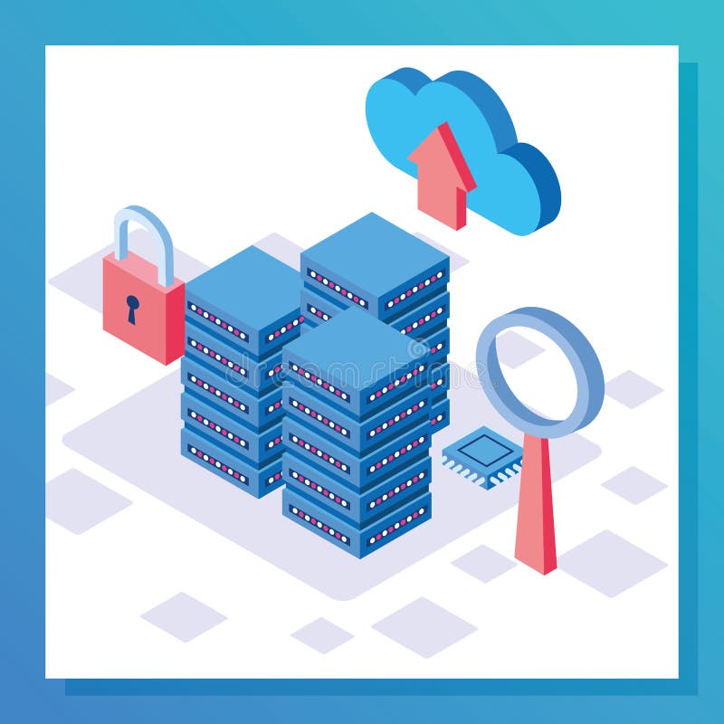 Server Towers Network Hardware Cartoon in Black and White Stock Vector ...