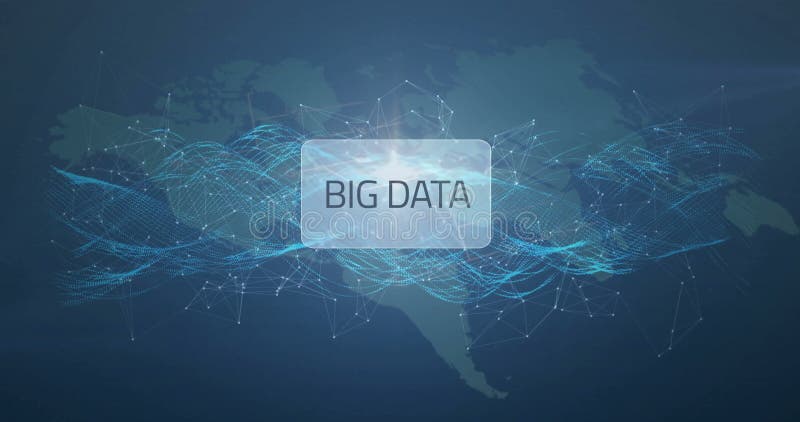 Big Data Text Animation Over Digital Network Connections and World Map ...