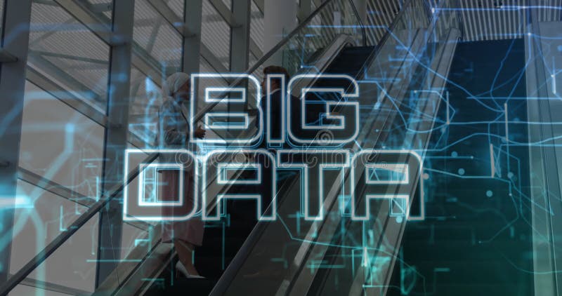 Big Data Text Animation Over People Using Escalator in Modern Building ...