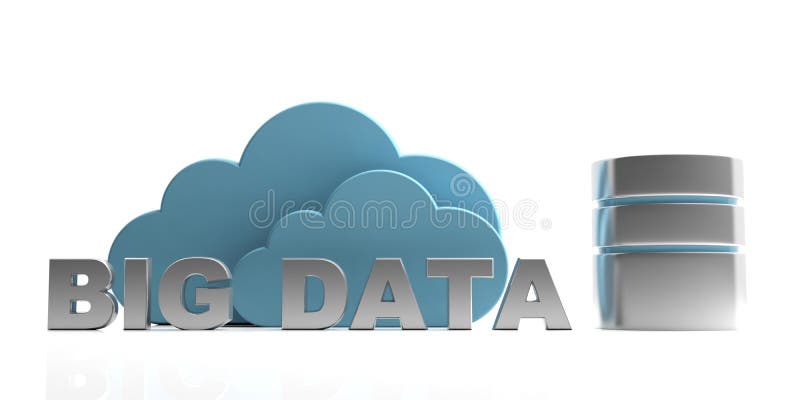 Big Data Text and Blue Clouds Isolated on White Background. 3d ...