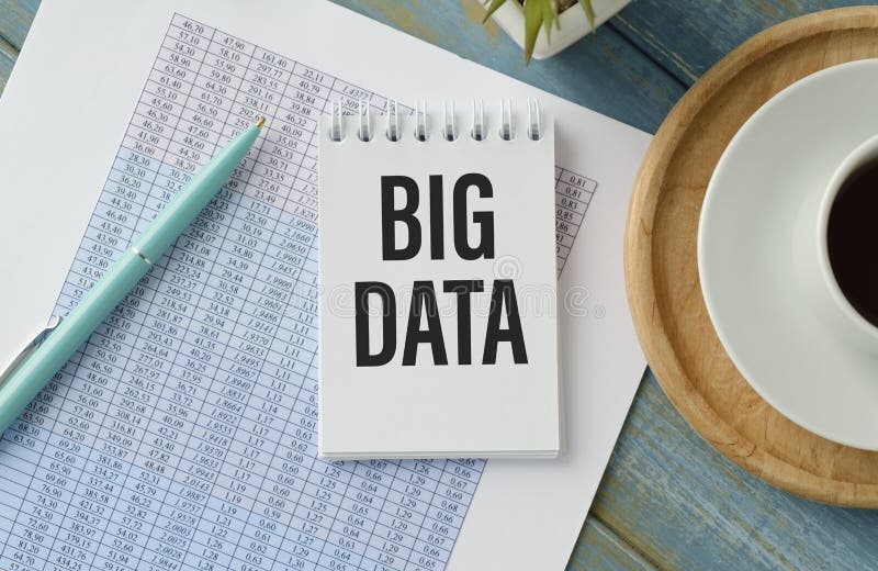 Big Data Text in Notepad on Office Table Stock Image - Image of student ...
