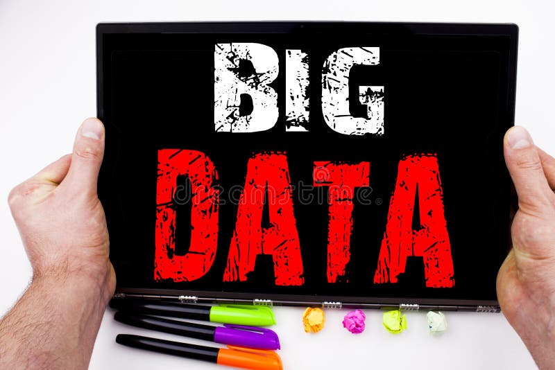 Big Data Text Written on Tablet, Computer in the Office with Marker ...