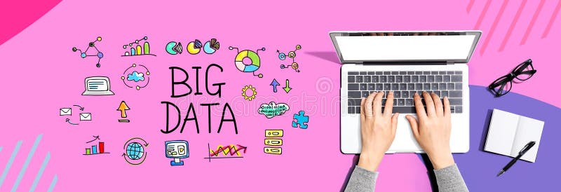 Big Data Theme with Person Using a Laptop Stock Photo - Image of ...