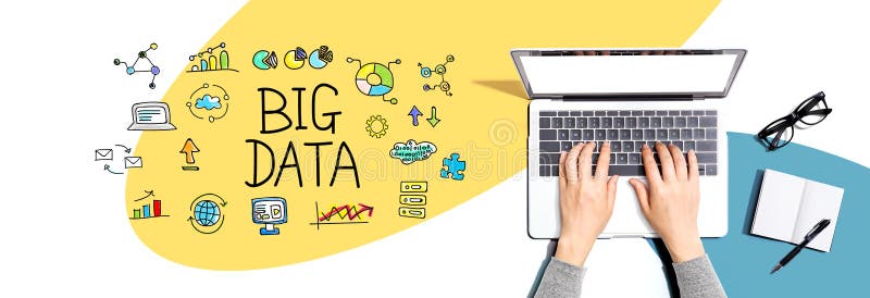 Big Data Theme with Person Using a Laptop Stock Image - Image of ...