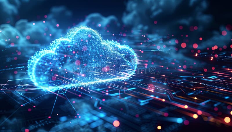 Big Data Transfer on Cloud Internet Network. Futuristic Technology Background Stock Illustration ...