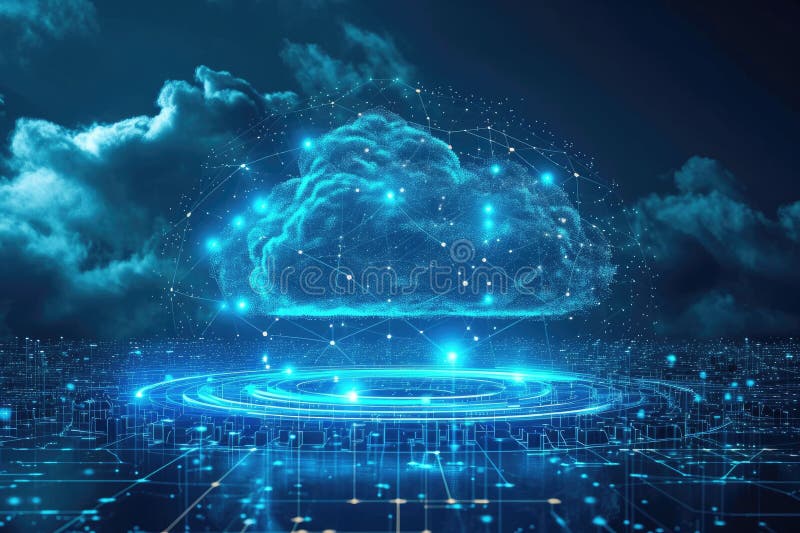 Big Data Transfer on Cloud Internet Network. Futuristic Technology Background Stock Illustration ...