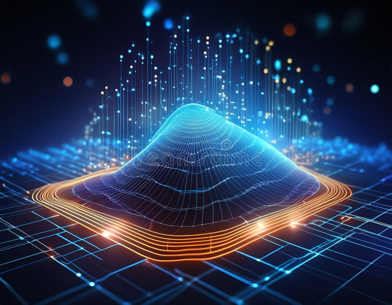 Big Data Transforming into Futuristic Wireframe Mountain Stock ...